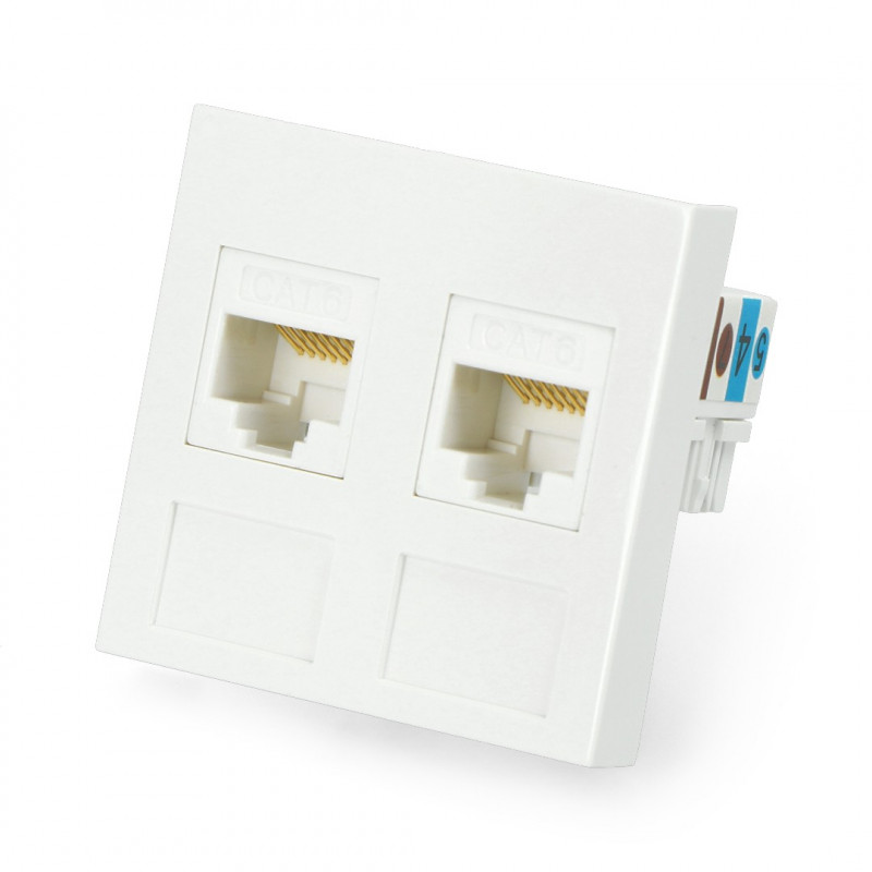 Wall socket 45x45mm 2x RJ45+ Keystone Kat.6 UTP - - Electronic ...